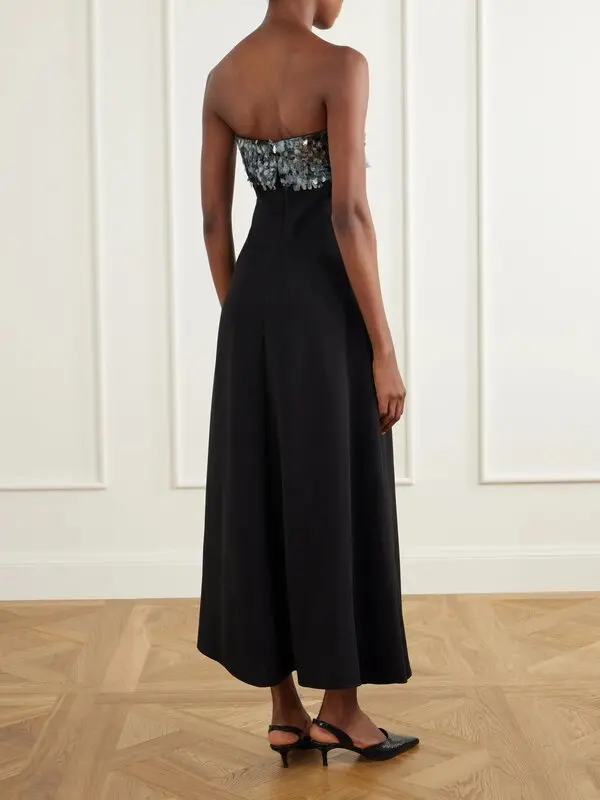 Staud Phoenix Sequin-embellished Crepe Midi Dress