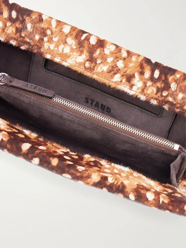 Staud Muse Animal-print Calf Hair Clutch