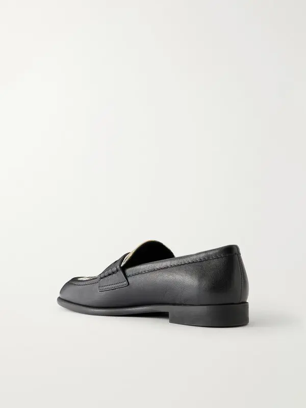Burberry Opal Check-trimmed Leather Penny Loafer