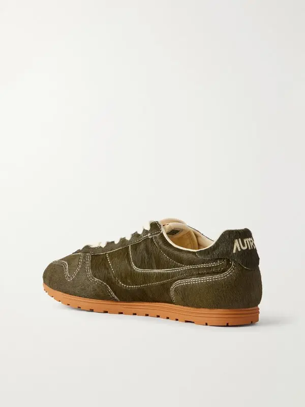 AUTRY Windspin Low Logo-embroidered Calf Hair Low-top Sneakers - Black