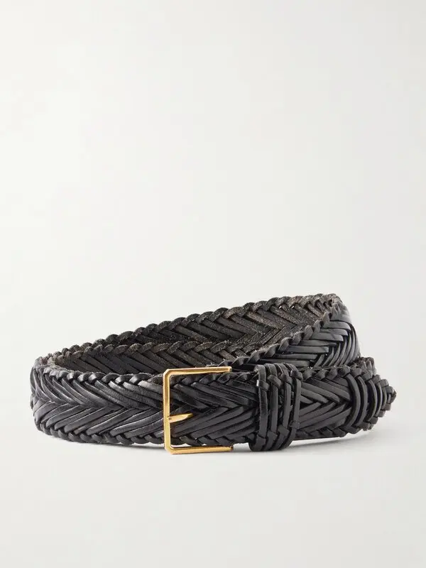 THE ROW Fisherman Leather Braided Belt - Black