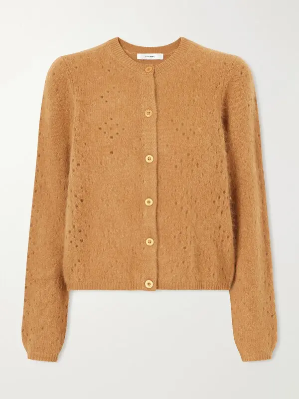 FRAME The Cashmere Airy Teddy Cardigen Wool And Cashmere-blend Cardigan