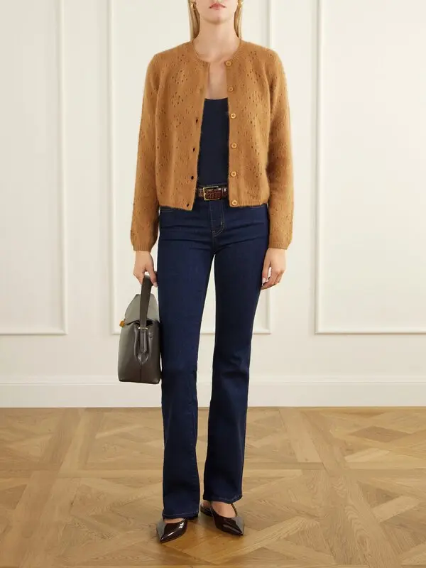 FRAME The Cashmere Airy Teddy Cardigen Wool And Cashmere-blend Cardigan
