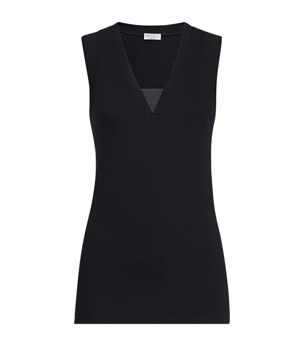 Brunello Cucinelli Stretch-cotton Monili Tank Top