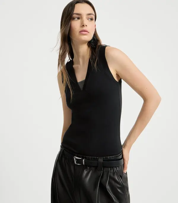 Brunello Cucinelli Stretch-cotton Monili Tank Top