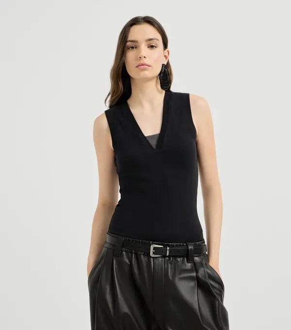 Brunello Cucinelli Stretch-cotton Monili Tank Top