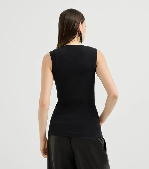 Brunello Cucinelli Stretch-cotton Monili Tank Top