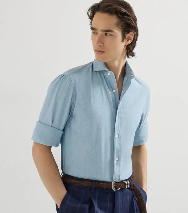 Brunello Cucinelli Denim-effect Chambray Shirt