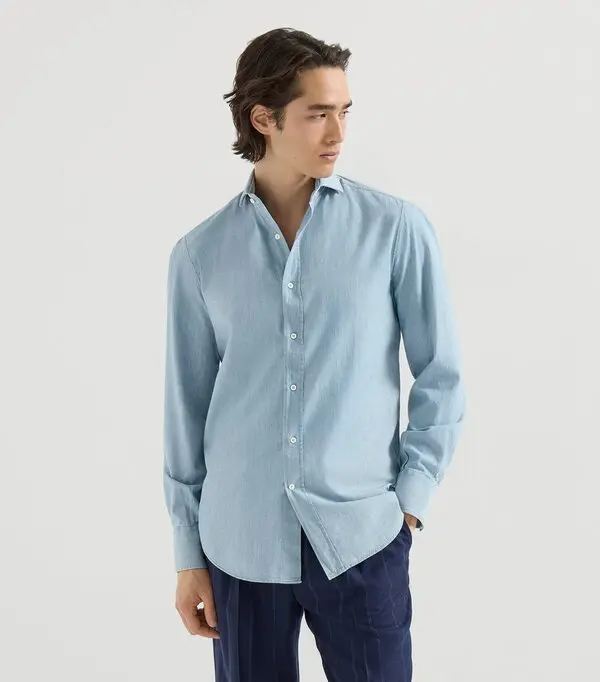 Brunello Cucinelli Denim-effect Chambray Shirt
