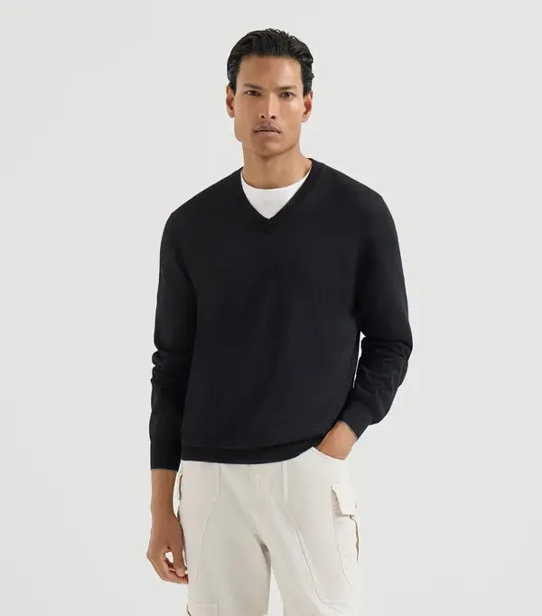 Brunello Cucinelli Cashmere-silk V-neck Sweater