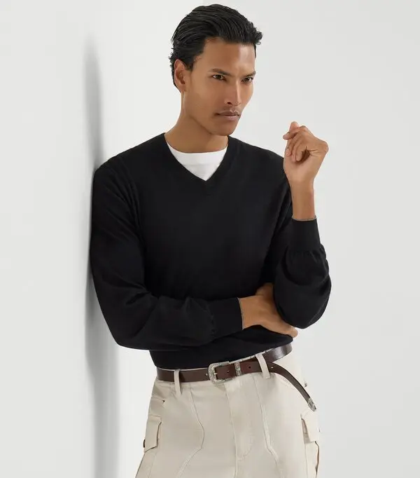 Brunello Cucinelli Cashmere-silk V-neck Sweater