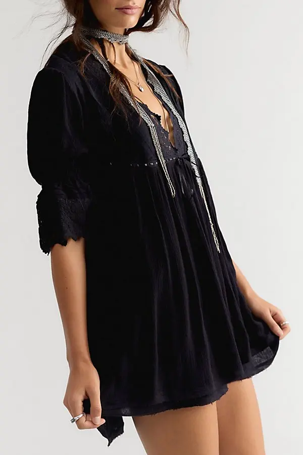 Free People Angel Wings Mini Dress - Black