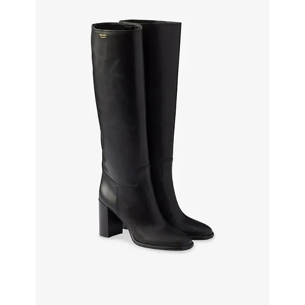 Prada Round-toe Leather Knee-high Boots