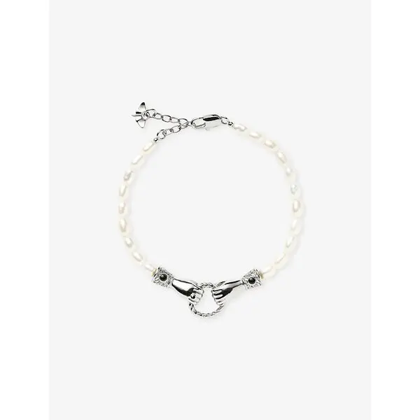 MISSOMA Harris Reed X In Good Hands -plated, Pearl And Onyx Beaded Bracelet - Silver