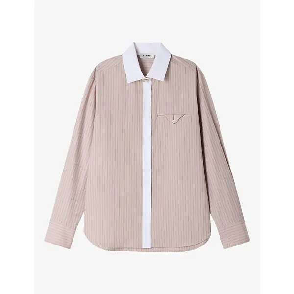 Sandro Contrast-collar Striped Cotton Shirt