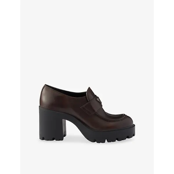 Prada Logo-plaque Leather Loafers
