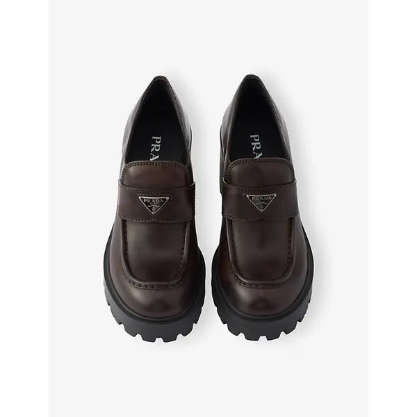 Prada Logo-plaque Leather Loafers