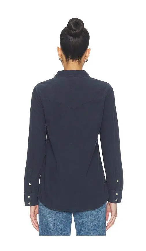 NILI LOTAN Travis Corduroy Shirt In . Also - Navy
