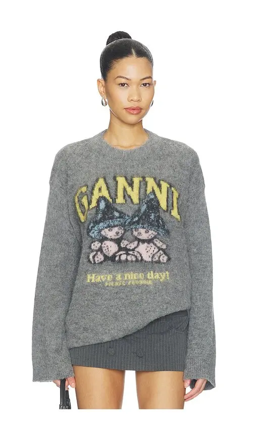 GANNI Mushroom Teddy Brushed Alpaca Sweater In . Also