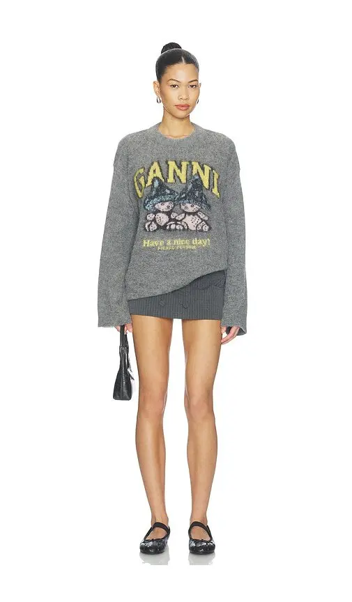 GANNI Mushroom Teddy Brushed Alpaca Sweater In . Also