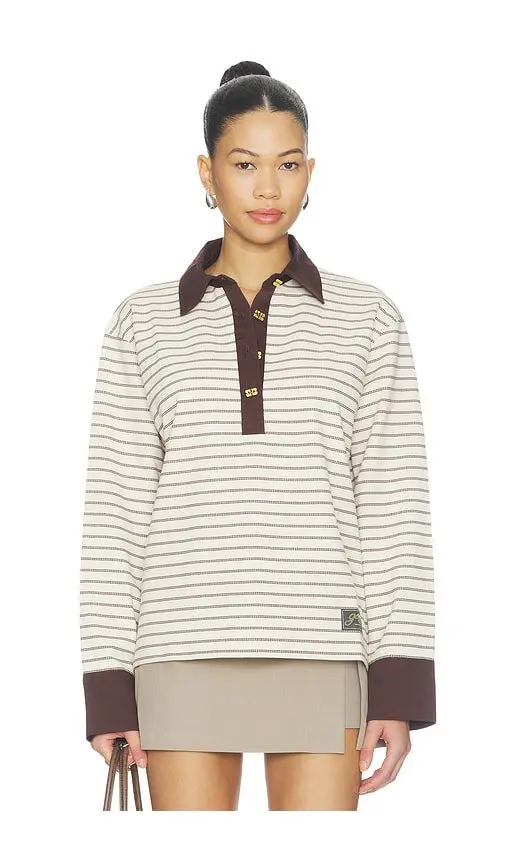 GANNI Single Pique Polo Top In . Also