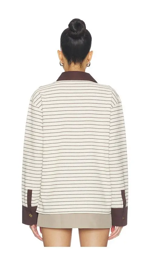 GANNI Single Pique Polo Top In . Also
