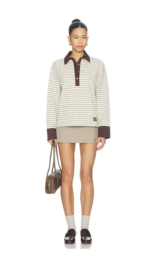 GANNI Single Pique Polo Top In . Also