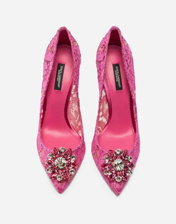 Dolce & Gabbana Bellucci Pumps In Taormina Lace With Crystals - Fuchsia