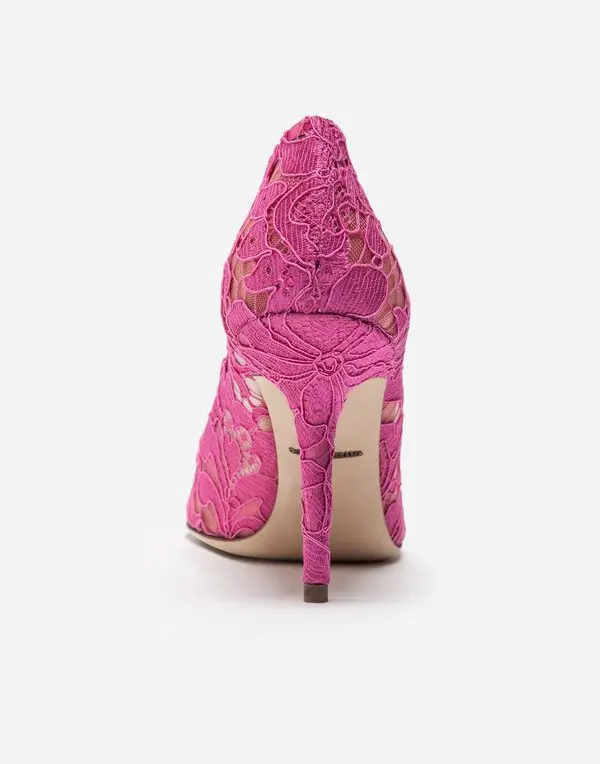 Dolce & Gabbana Bellucci Pumps In Taormina Lace With Crystals - Fuchsia