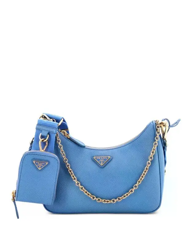 Prada Re-edition 2005 Shoulder Bag In Saffiano Leather - Blue