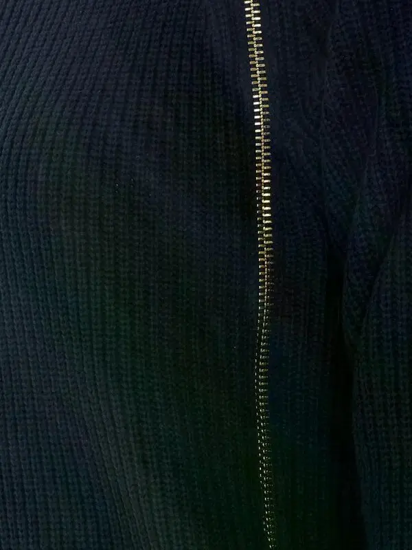Liu Jo Asymmetric-zip Ribbed-knit Sweater