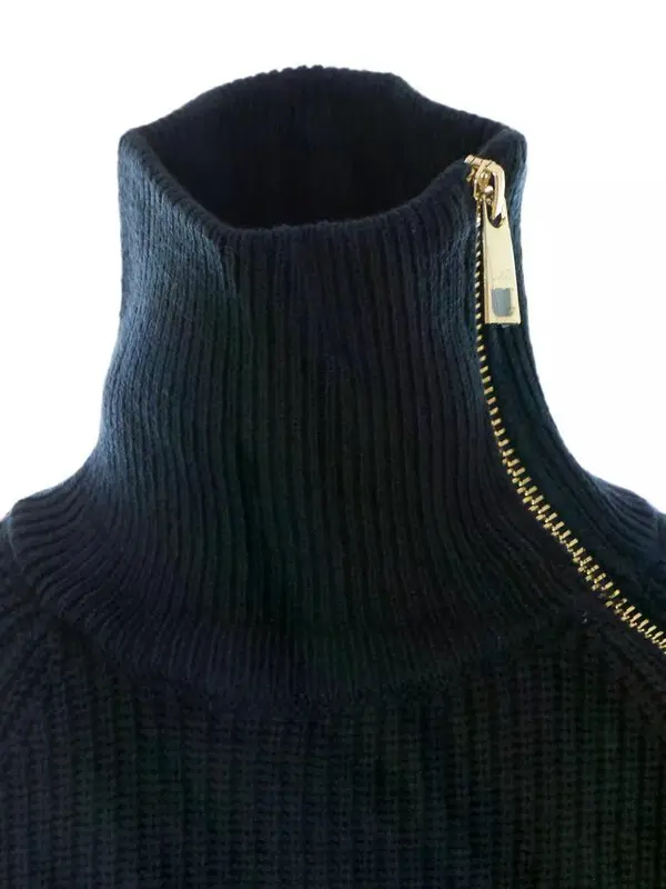 Liu Jo Asymmetric-zip Ribbed-knit Sweater