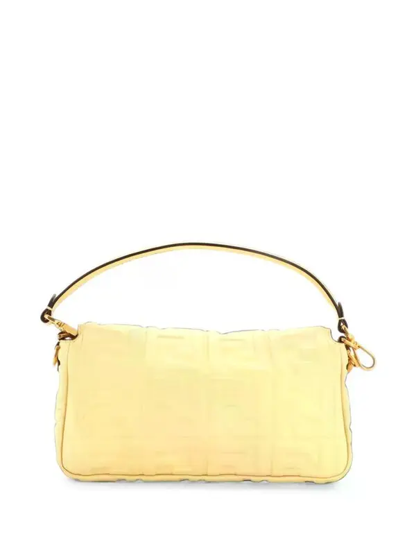 Fendi Baguette Nm Embossed Leather Medium Crossbody Bag - Yellow