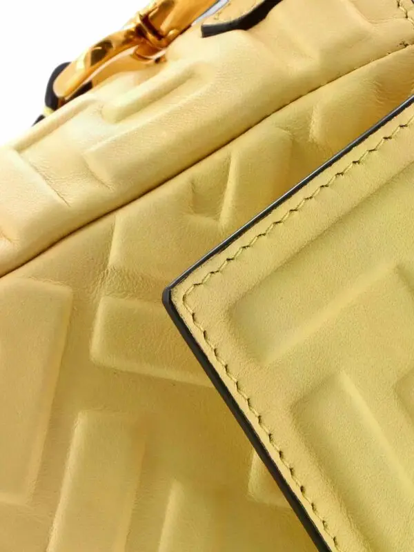 Fendi Baguette Nm Embossed Leather Medium Crossbody Bag - Yellow