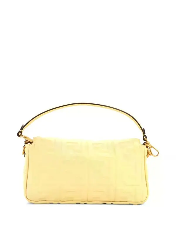 Fendi Baguette Nm Embossed Leather Medium Crossbody Bag - Yellow