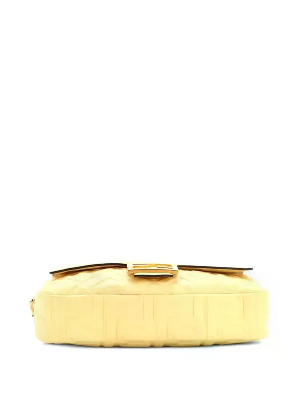 Fendi Baguette Nm Embossed Leather Medium Crossbody Bag - Yellow