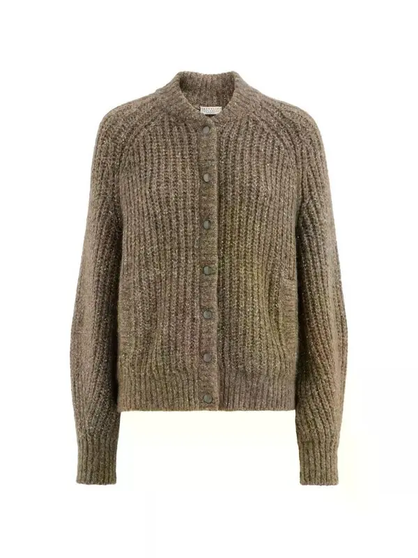 Brunello Cucinelli Sequin-embellished Ribbed-knit Cardigan - Brown