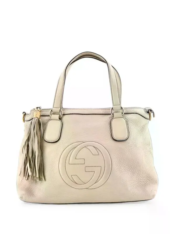 Gucci Soho Convertible Soft Top Handle Bag Leather Satchel - Neutrals