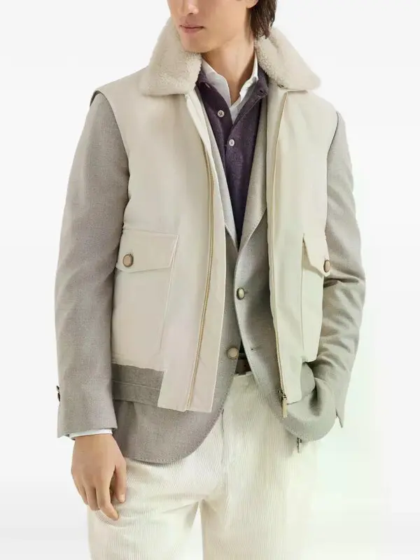 Brunello Cucinelli Shearling-collar Down-filled Vest