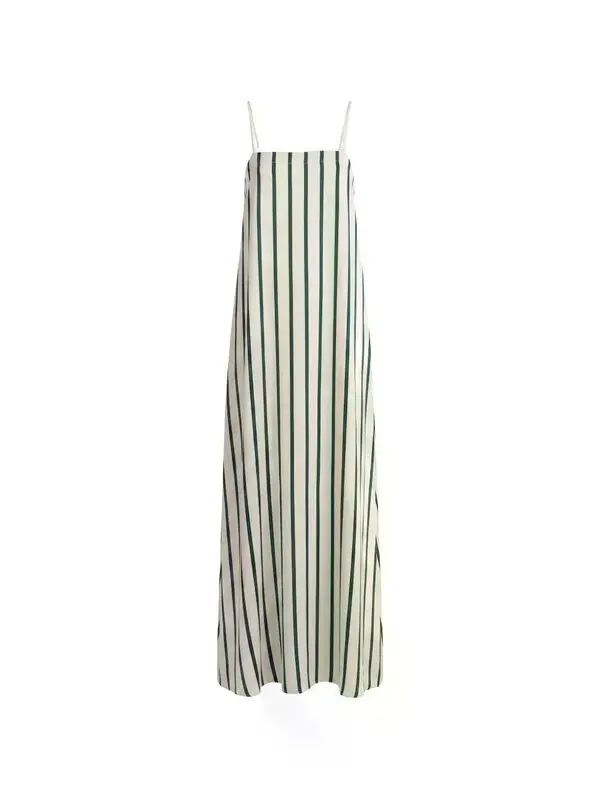 Bondi Born Cannes Striped Silk Maxi Dress - White