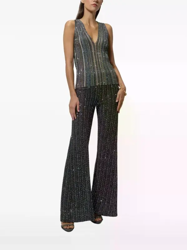 Missoni Sequin-embellished Striped Trousers - Black