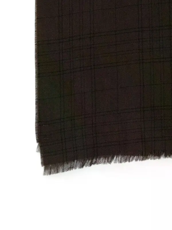 Destin Check-pattern Frayed-edge Scarf