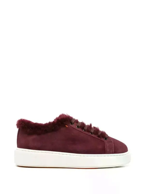 Santoni Clean Icon Fur-trim Sneakers - Red