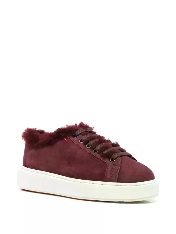 Santoni Clean Icon Fur-trim Sneakers - Red