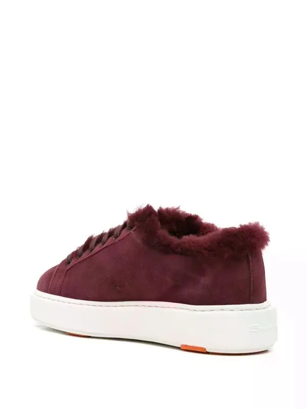 Santoni Clean Icon Fur-trim Sneakers - Red