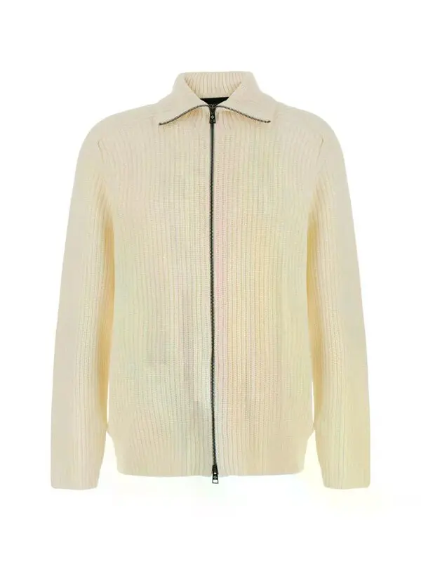 Tagliatore Ribbed-knit Zip-up Cardigan