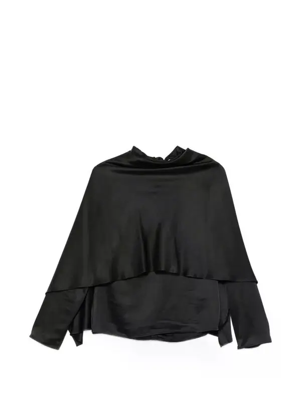 RÓHE Satin Draped-cape Blouse - Black
