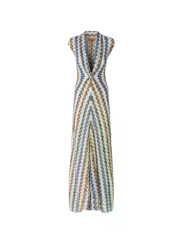 Missoni Long Lace Dress With Knot Detail - Neutrals
