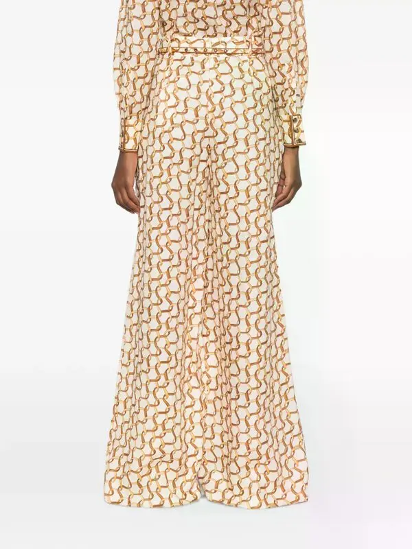 Zimmermann Belted Chain-print Trousers