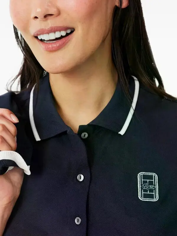 Lacoste Flared Badge-accent Petit-pique Dress